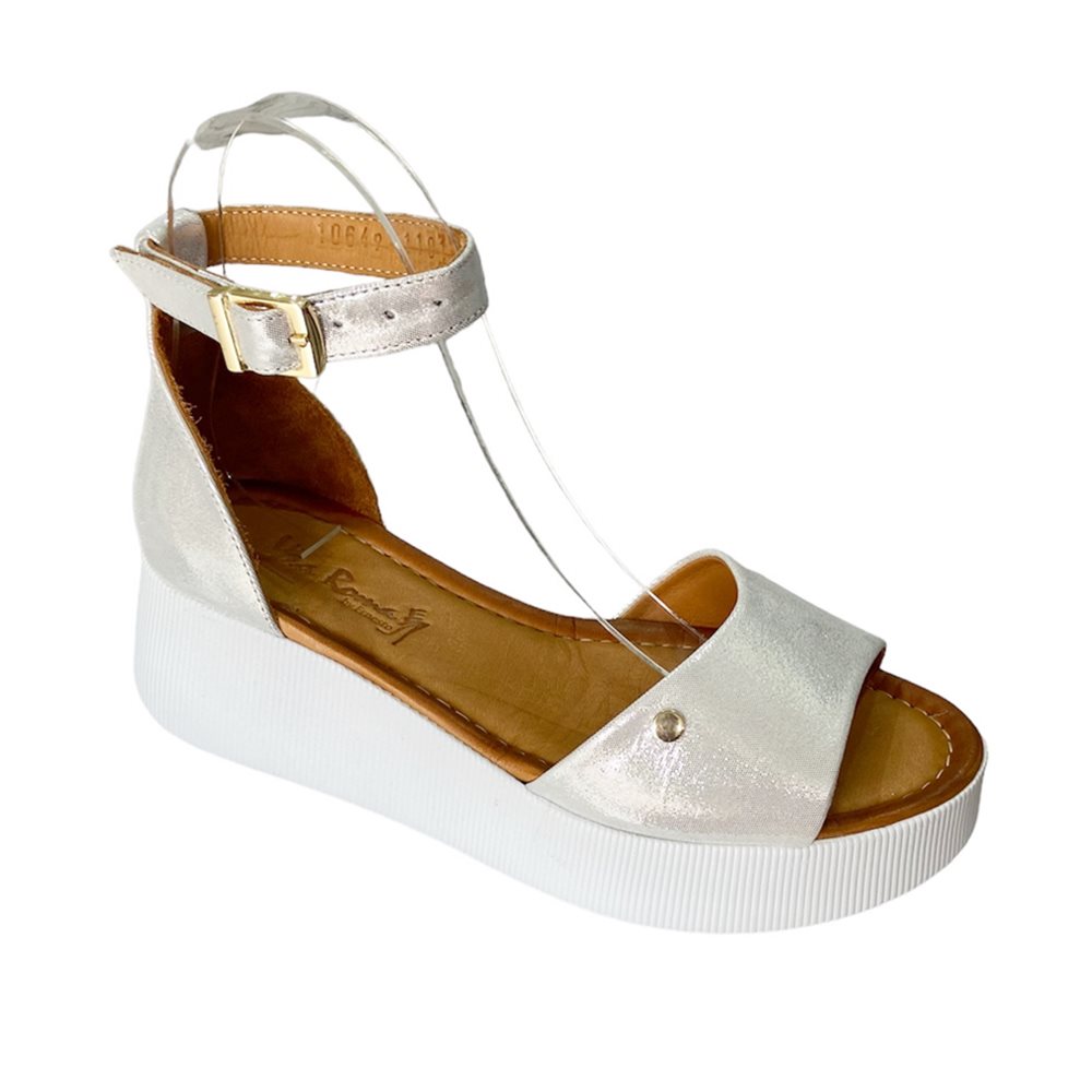 Via Roma ezüst bőr szandál – Cipők Mennyországa webáruház